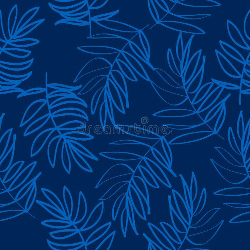 Blue Tropical Palm Leaves, Botanical Vector Illustration, Set Isolated ...