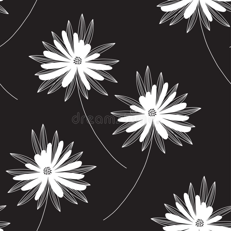 Floral Abstract Seamless Pattern. Hand-drawn Black and White Ve Stock ...