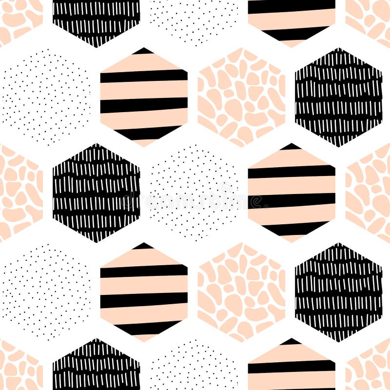 Seamless Vector Pattern Abstract Geometric Hexagon Shapes with Hand ...