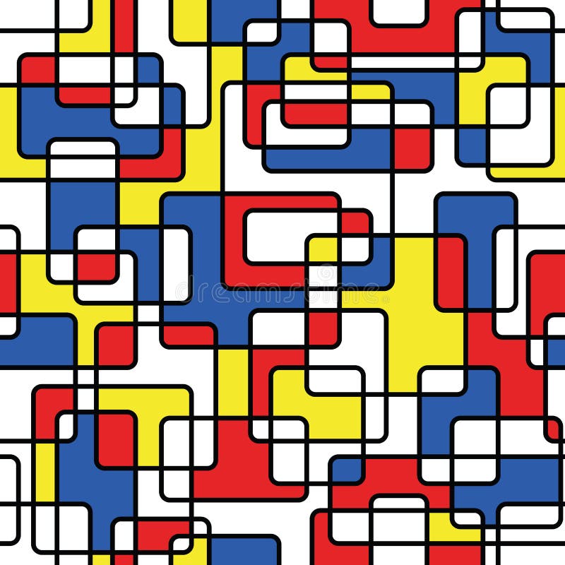 Seamless Vector Pattern, Abstract Repeat Tile in Mondrian Style Stock ...