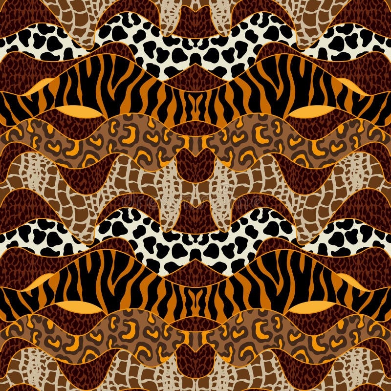 Seamless Vector Pattern with Animal Prints. Stock Vector - Illustration ...