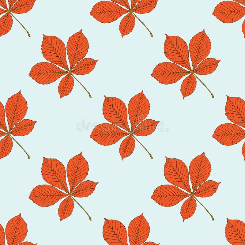 Seamless Vector Pattern with Autumn Leaves. Chestnut Leaf. Stock Vector ...