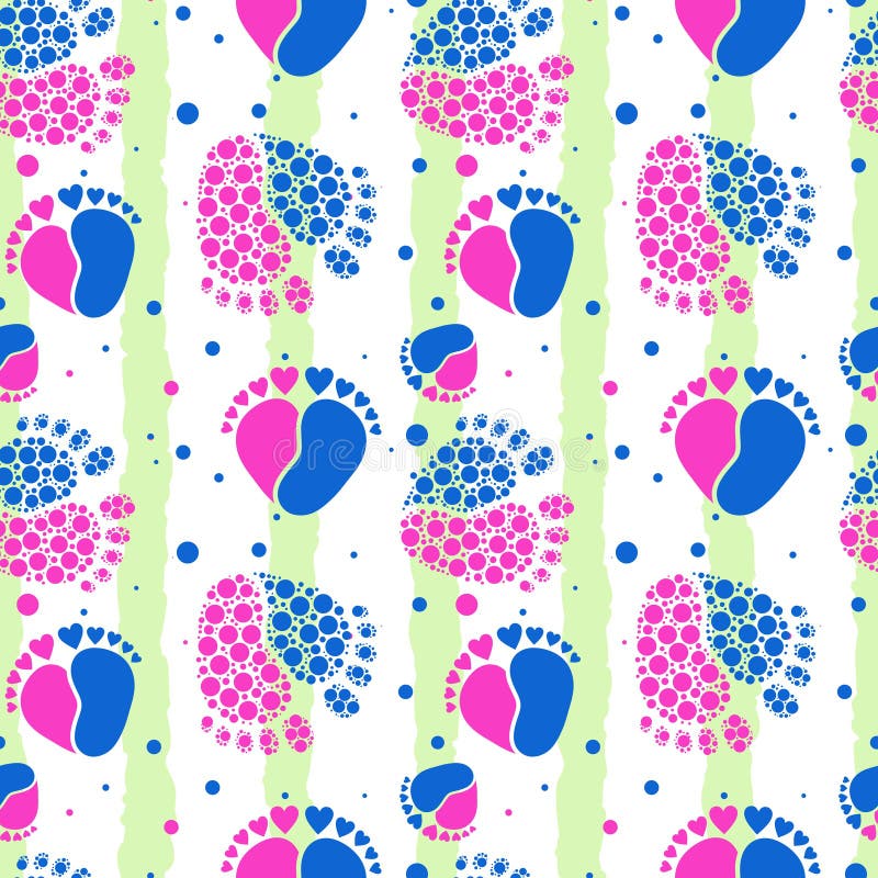 Seamless Vector Pattern with Baby Feet Stock Vector - Illustration of ...