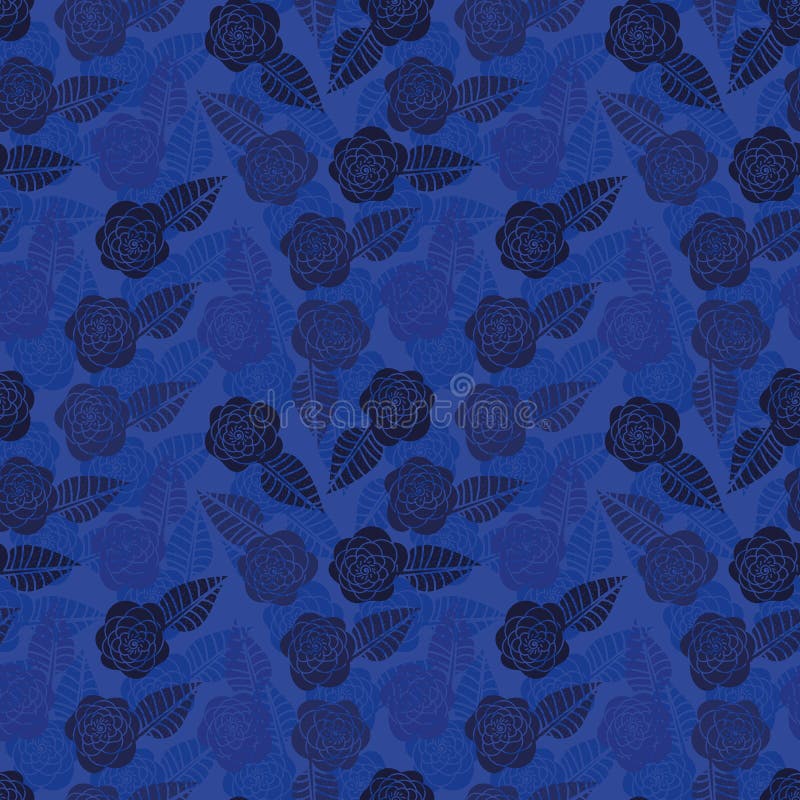 Seamless Vector Pattern Background with Dark Indigo Roses Stock Vector ...