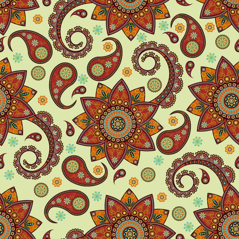 Seamless Vector Pattern Based on Traditional Oriental Elements Paisley ...