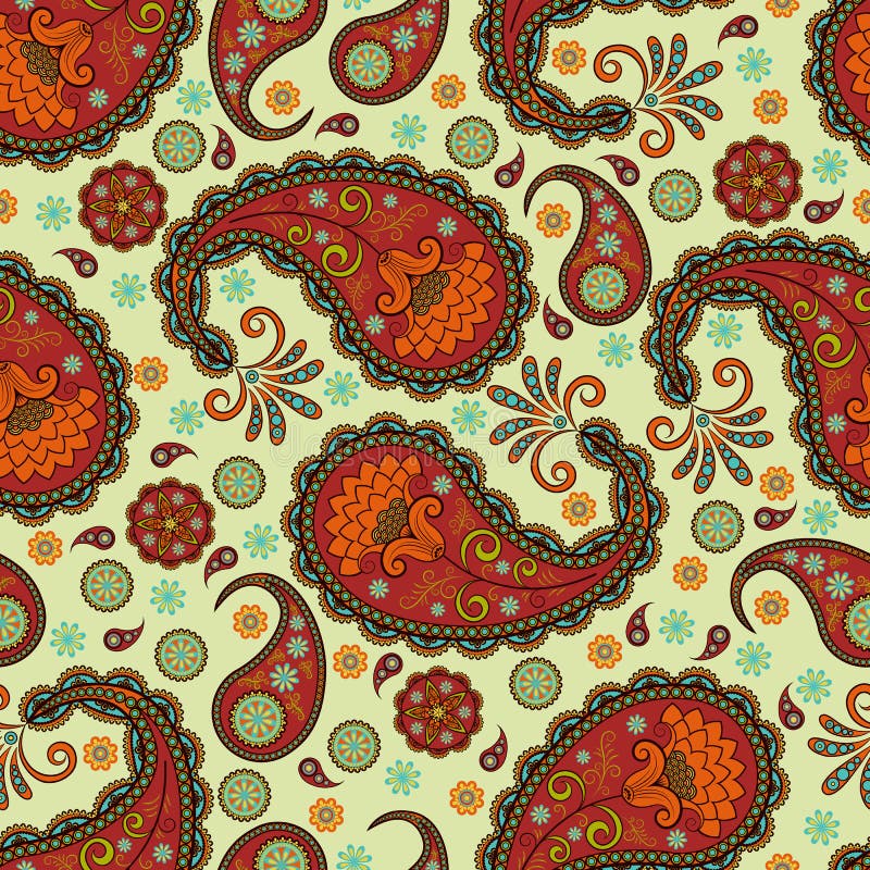 Seamless Vector Pattern Based on Traditional Oriental Elements Paisley ...