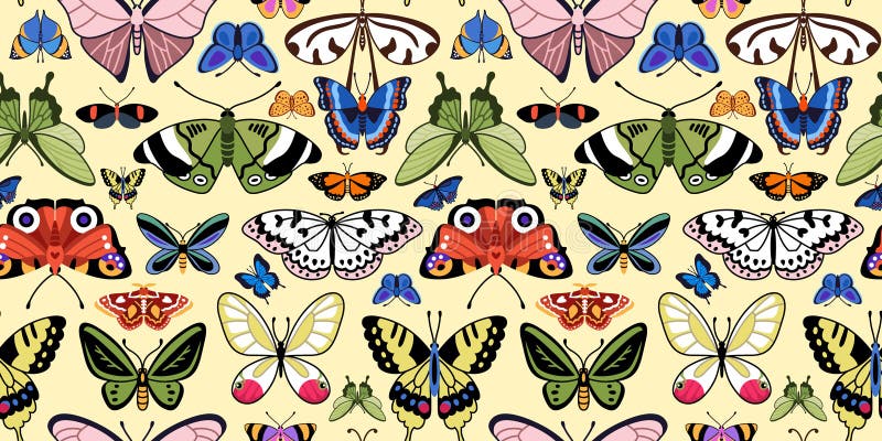 Seamless Vector Pattern with Beautiful Butterflies Stock Illustration ...