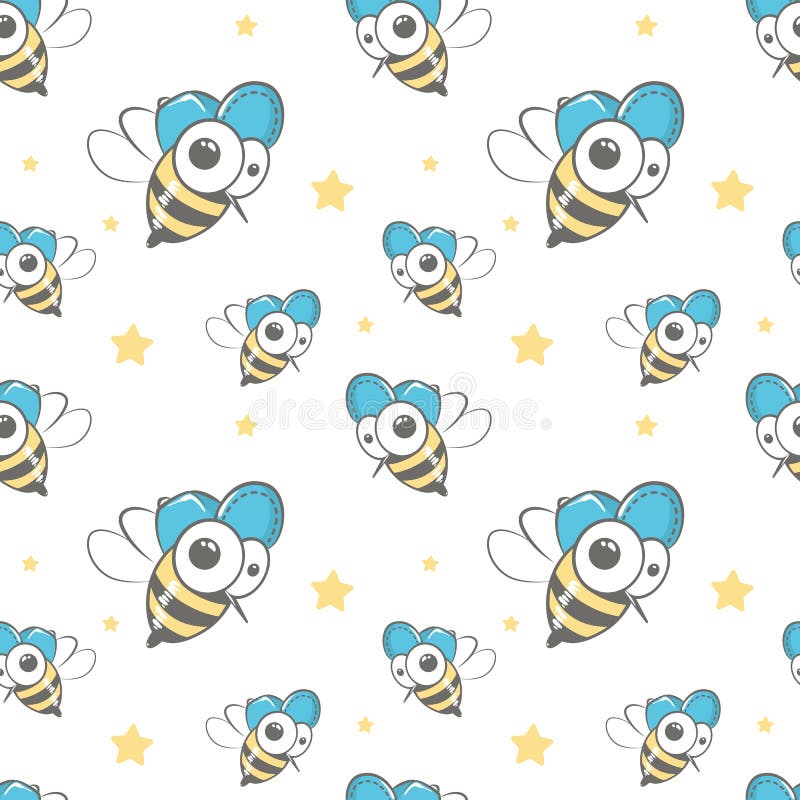 Seamless Vector Pattern with Bees Stock Vector - Illustration of ...