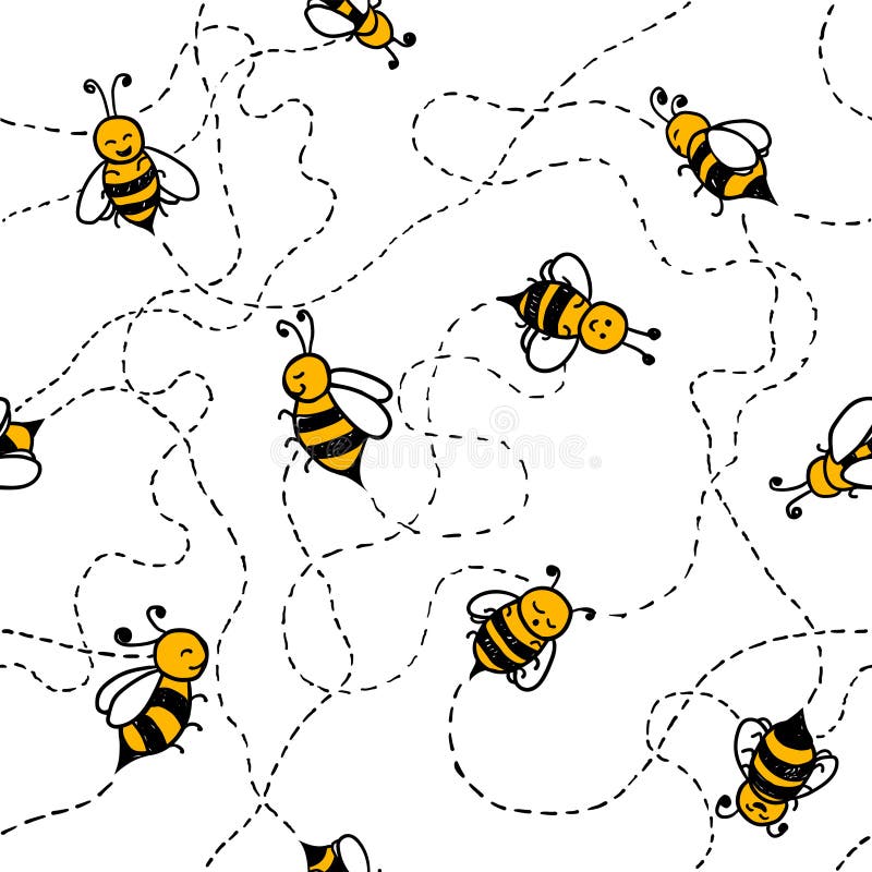 Seamless Vector Pattern of Bees Stock Vector - Illustration of insects ...