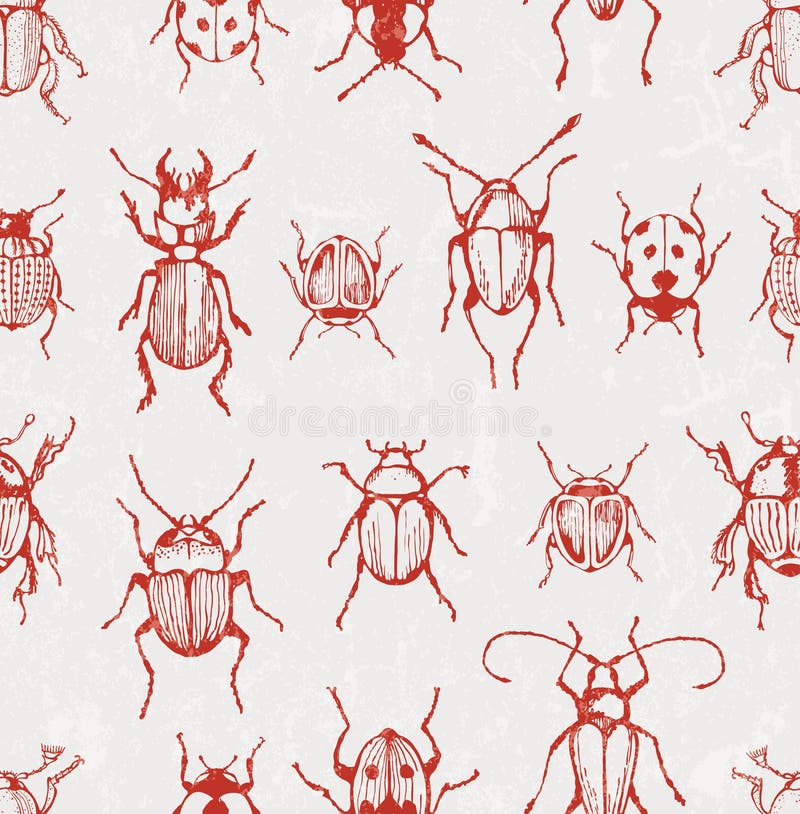 Seamless Vector Pattern with Beetles Stock Vector - Illustration of ...