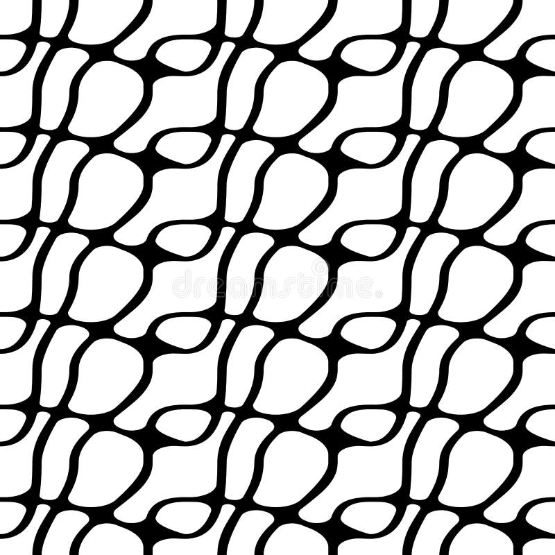 Seamless Vector Pattern with Black Tangled Wave Lines on White ...