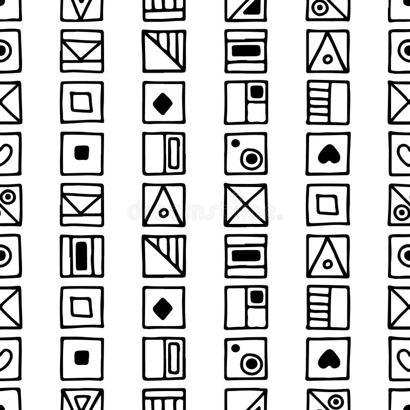 Seamless Vector Pattern, Black and White Background with Different Hand ...