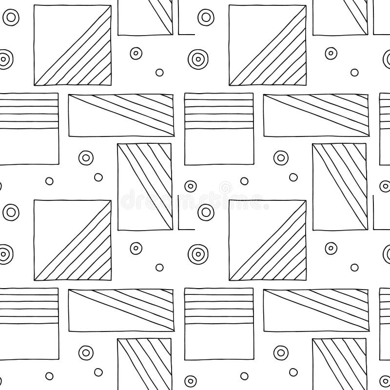 Seamless Vector Pattern. Black and White Geometrical Hand Drawn ...