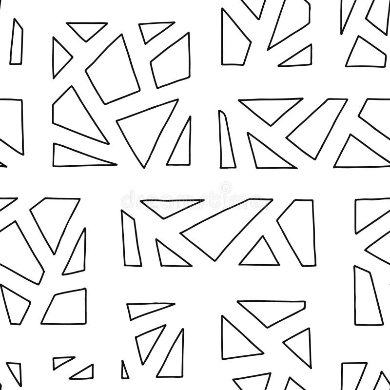 Seamless Vector Pattern. Black and White Geometrical Hand Drawn ...