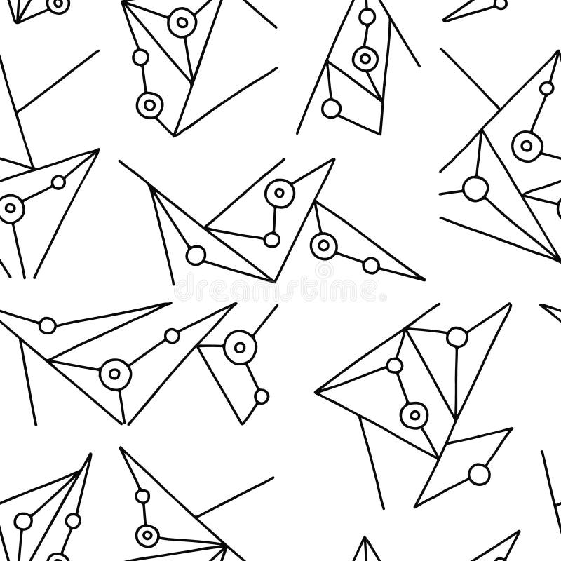 Seamless Vector Pattern, Black and White Lined Asymmetric Geometric ...