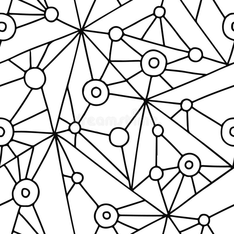 Seamless Vector Pattern, Black and White Lined Asymmetric Geometric ...