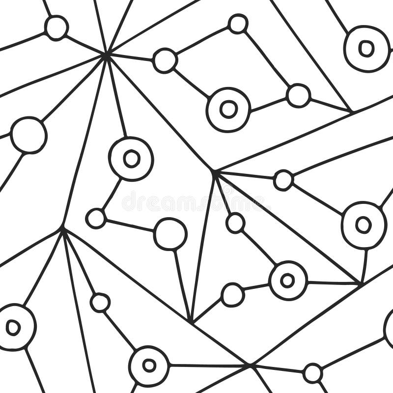 Seamless Vector Pattern, Black and White Lined Asymmetric Geometric ...