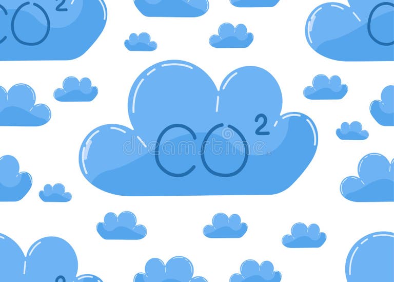 Seamless Vector Pattern of Blue CO2 Clouds on White Isolated Background ...