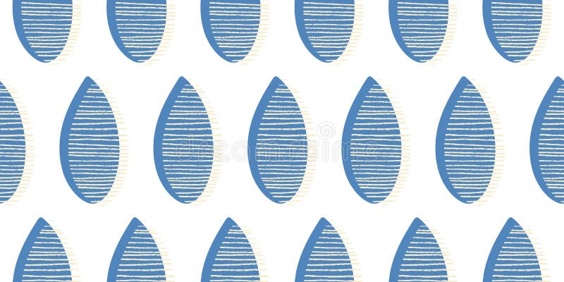 Seamless Vector Pattern. Blue Leaves with Lines on White Background ...