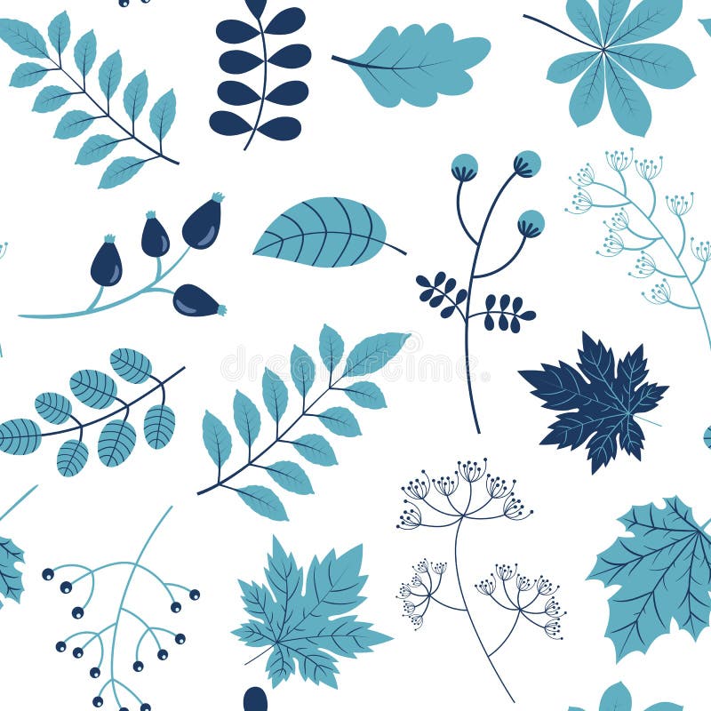 Seamless Vector Pattern with Blue Leaves for Packaging Design for ...