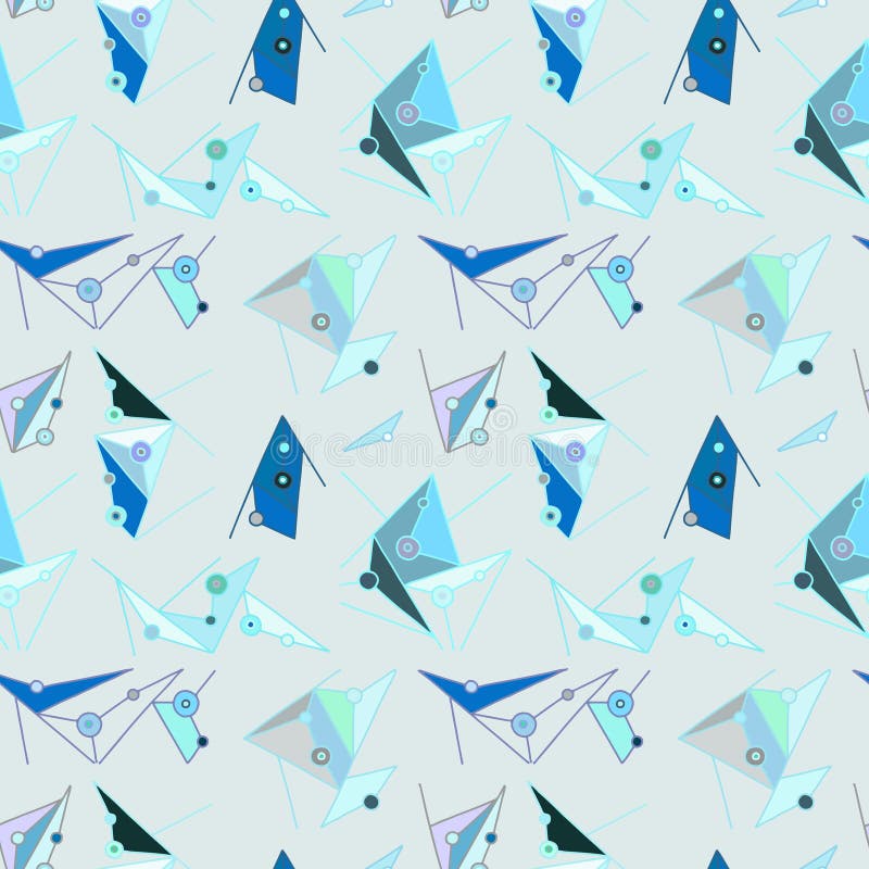 Seamless Vector Pattern, Blue Lined Asymmetric Geometric Background ...