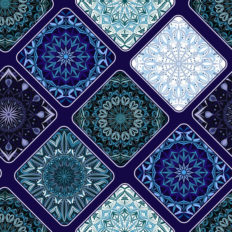 Set of blue mandalas. stock vector. Illustration of middle - 84752682