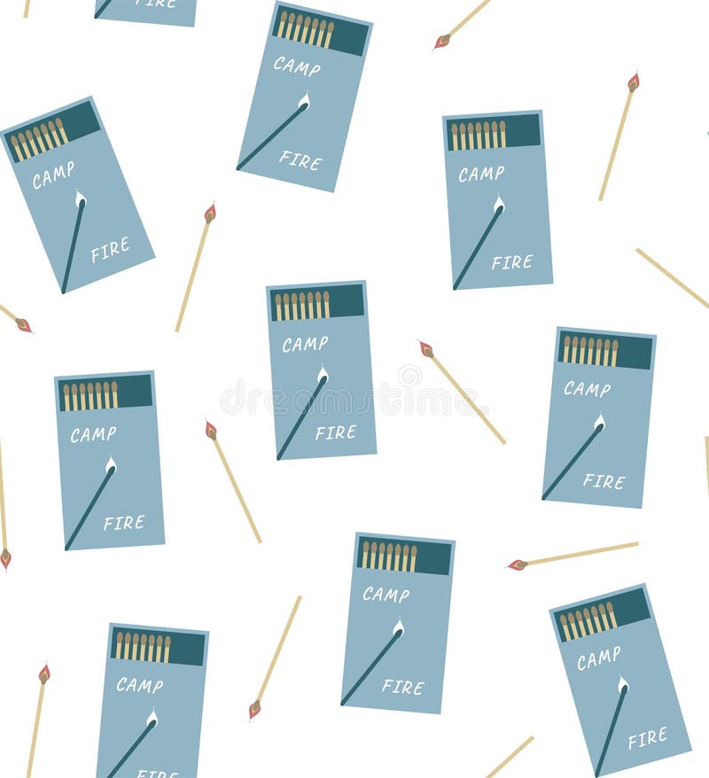 Seamless Vector Pattern with Box of Matches and Fire. Stock Vector ...