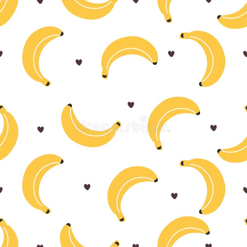 Seamless Vector Pattern. Bright Yellow Bananas, Black Hearts. Vector ...