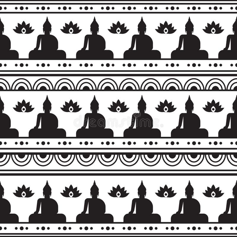 Seamless Vector Pattern with Buddha and Lotus Stock Vector ...