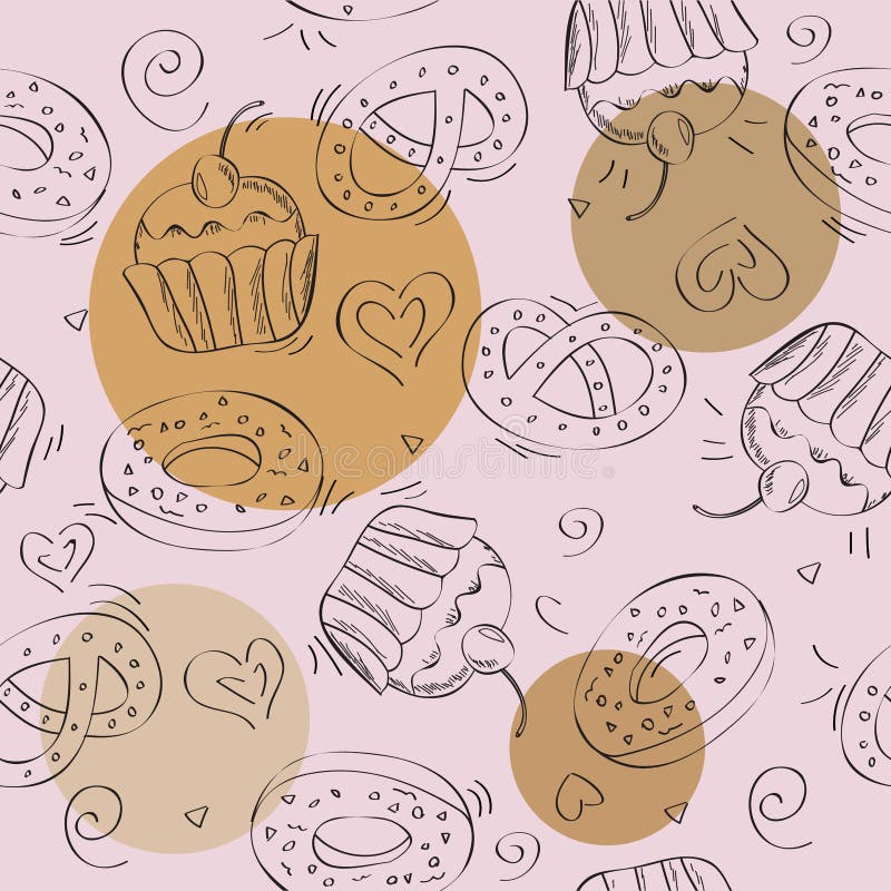 Seamless Vector Pattern Cakes Stock Vector - Illustration of background ...
