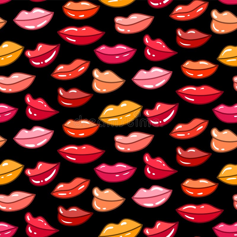 Seamless Vector Pattern Candy Shiny Lips. Illustration of Love, Dating ...