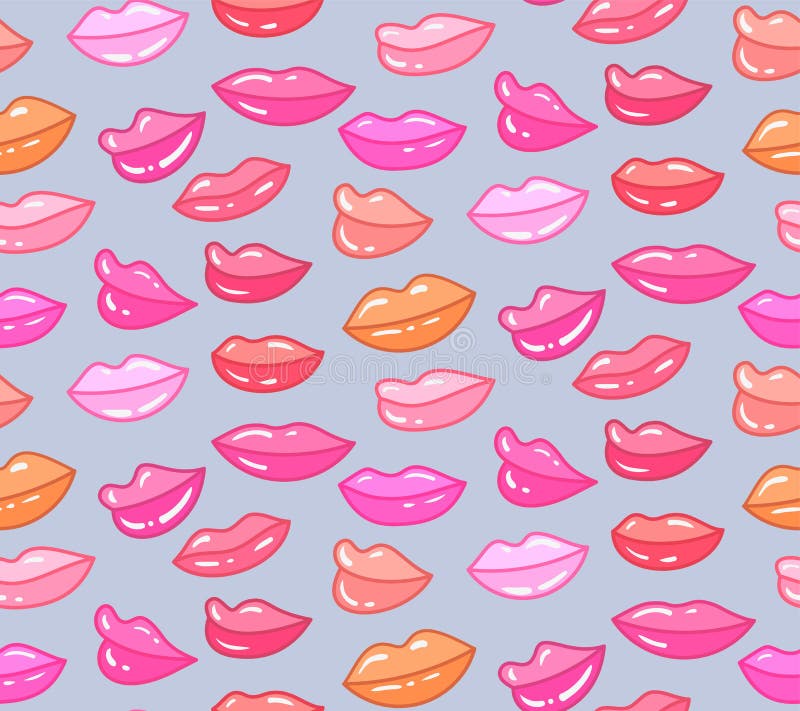 Seamless Vector Pattern Candy Shiny Lips. Illustration of Love, Dating ...