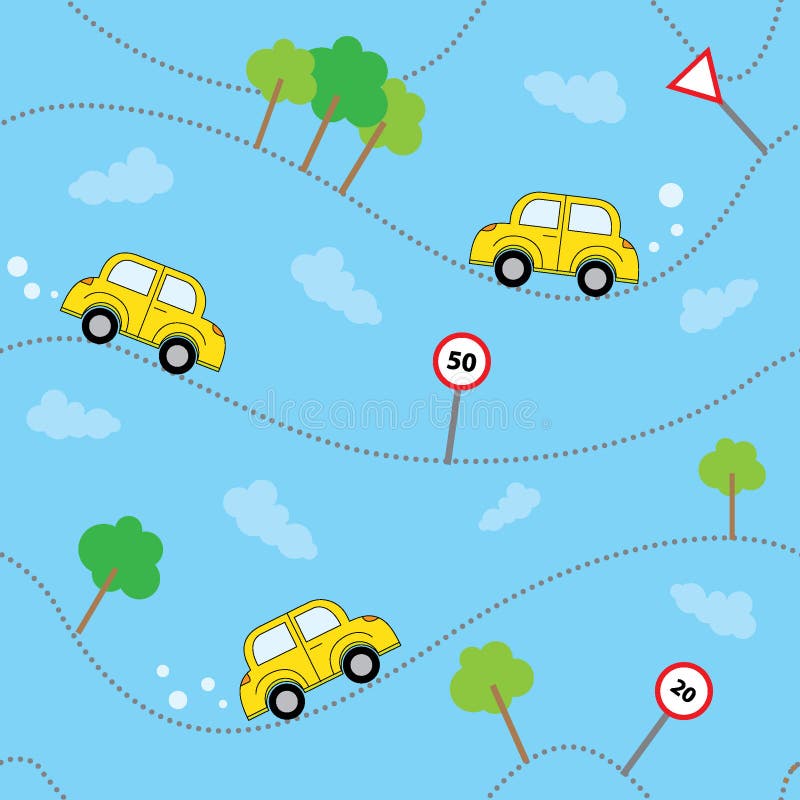 Road pattern with cars stock vector. Illustration of leaves - 41236747