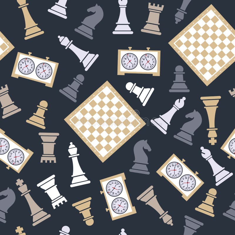 Seamless Vector Pattern with Chess on Dark Bluu Stock Vector ...