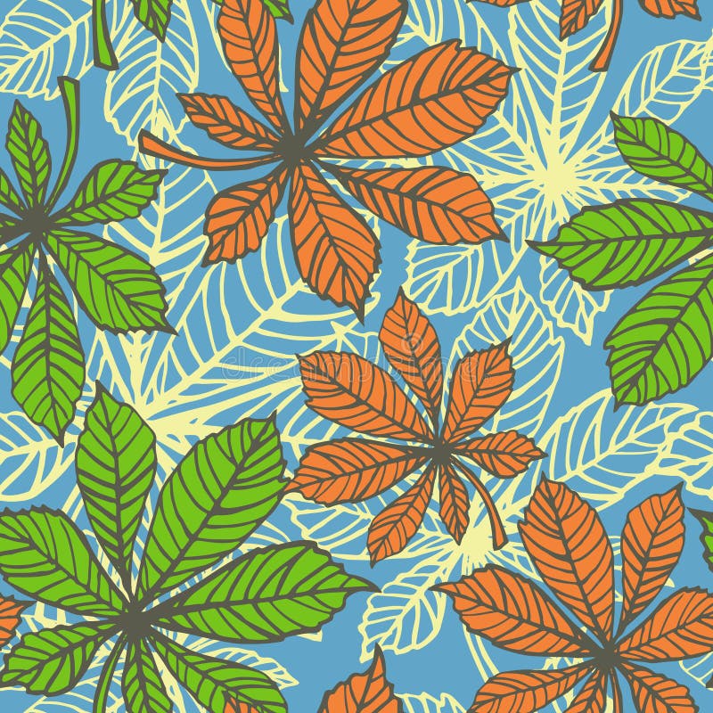 Seamless Vector Pattern with Chestnut Leaves Stock Vector ...