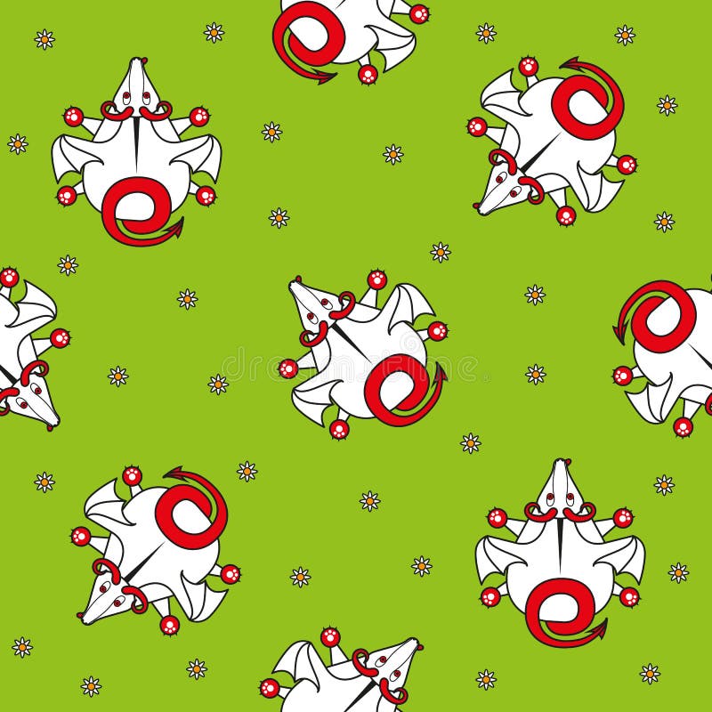Seamless Vector Pattern for Children. Cartoon Dragon Top View and ...