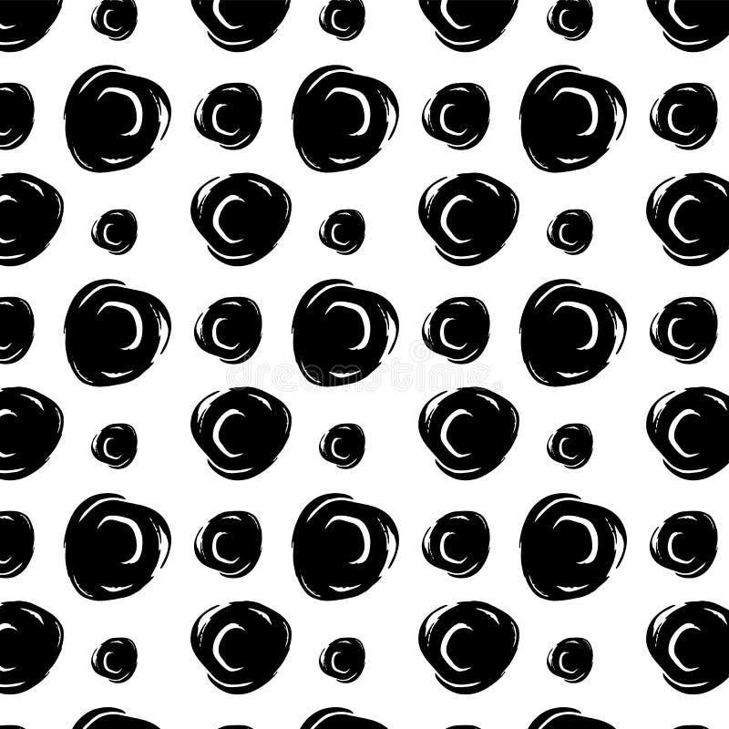 Seamless Vector Pattern with Circles of Different Size, Black on White ...