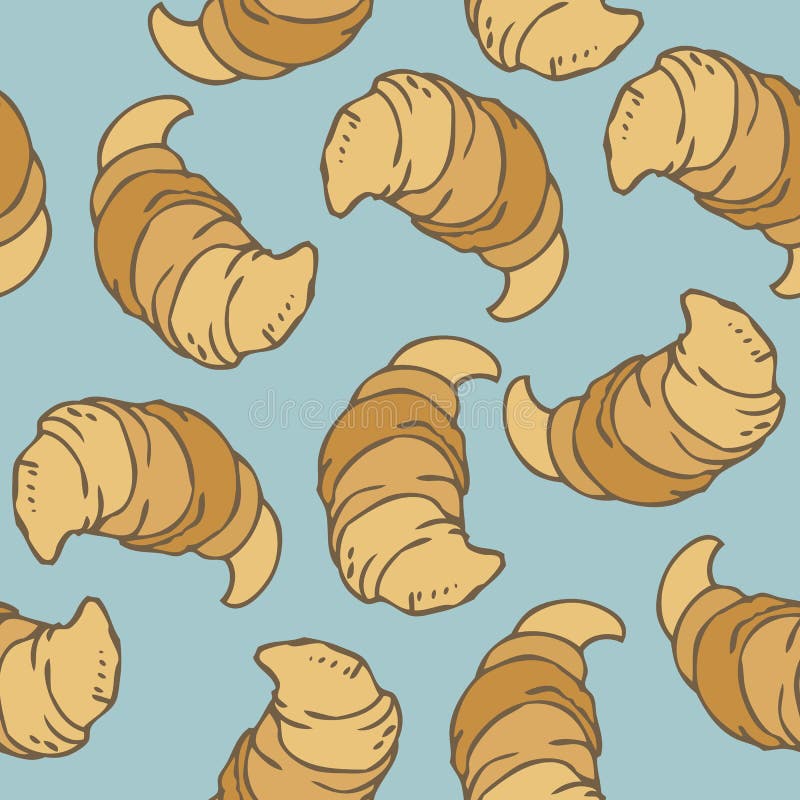 Seamless Vector Pattern with Classic Croissants Stock Illustration ...