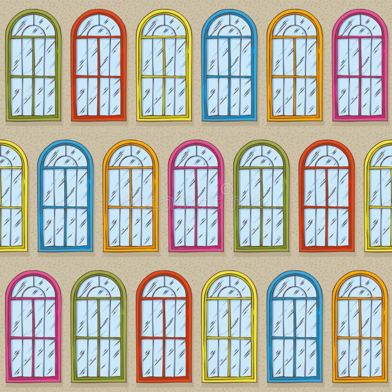 Seamless Vector Pattern with Color Windows Stock Illustration ...