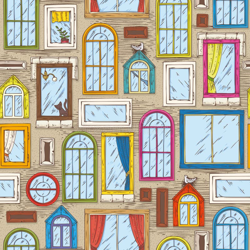 Seamless Vector Pattern with Color Windows Stock Illustration ...