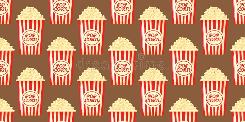 Seamless Vector Pattern of Colored Buckets Popcorn Background. Fun ...
