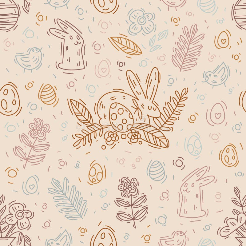 Vector Hand-drawn Blue Outline Illustration. Seamless Doodle Pattern ...