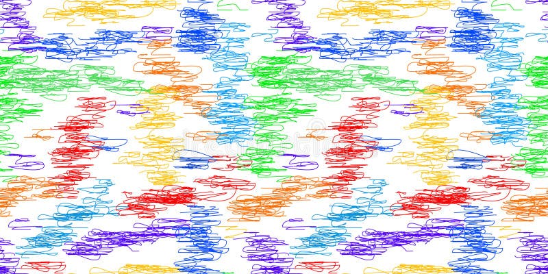 Seamless Vector Pattern of Colorful Abstract Curve Lines Doodle ...