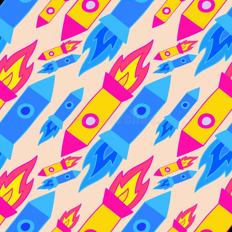 Seamless Vector Pattern Colorful Design of Outer Space with Lined ...