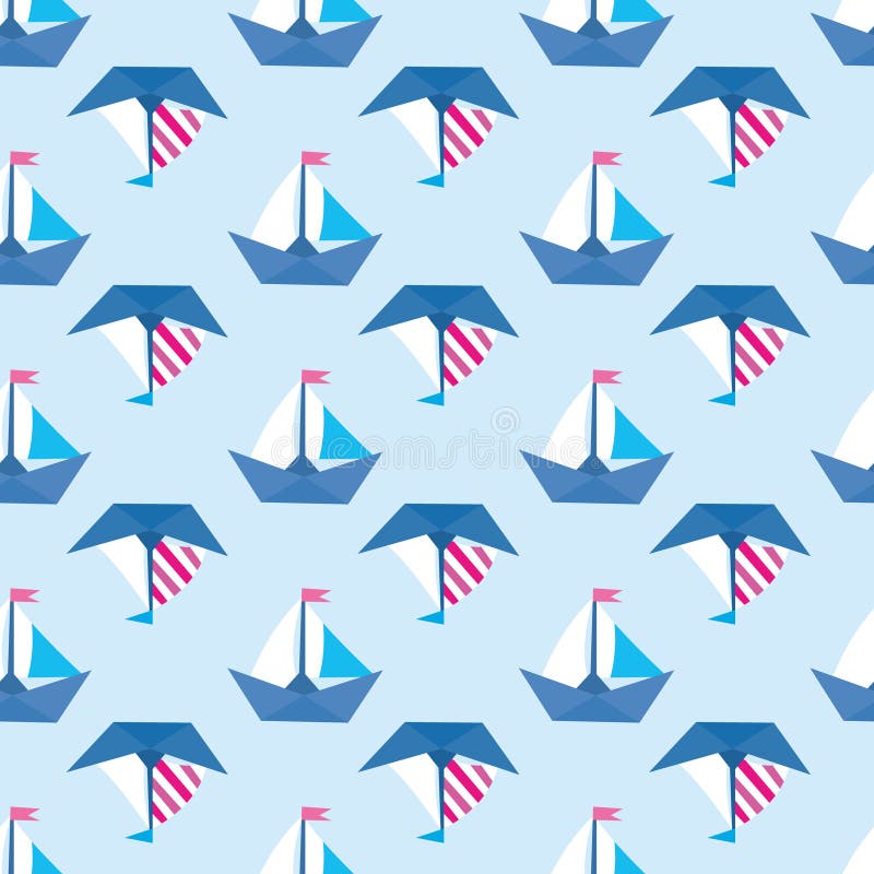 Seamless Vector Pattern with Colorful Paper Ships. Sea Texture Stock ...