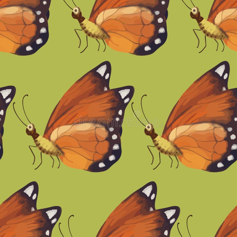 Seamless Vector Pattern with Cute 3d Insect. Stock Vector ...