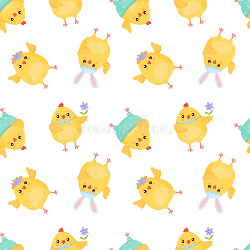 Seamless Vector Pattern with Cute Easter Chicks. Stock Vector ...