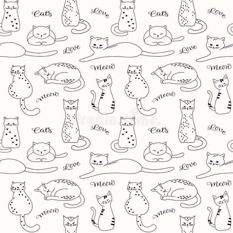 Black Cat Line Pets Stock Illustrations – 4,886 Black Cat Line Pets ...