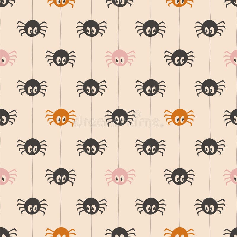 Seamless Vector Pattern with Cute Spiders Stock Vector - Illustration ...
