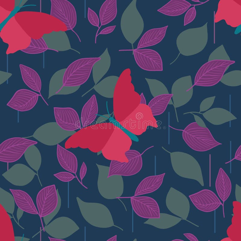 Seamless Vector Pattern Dark Leaves on Dark Background Stock Vector ...